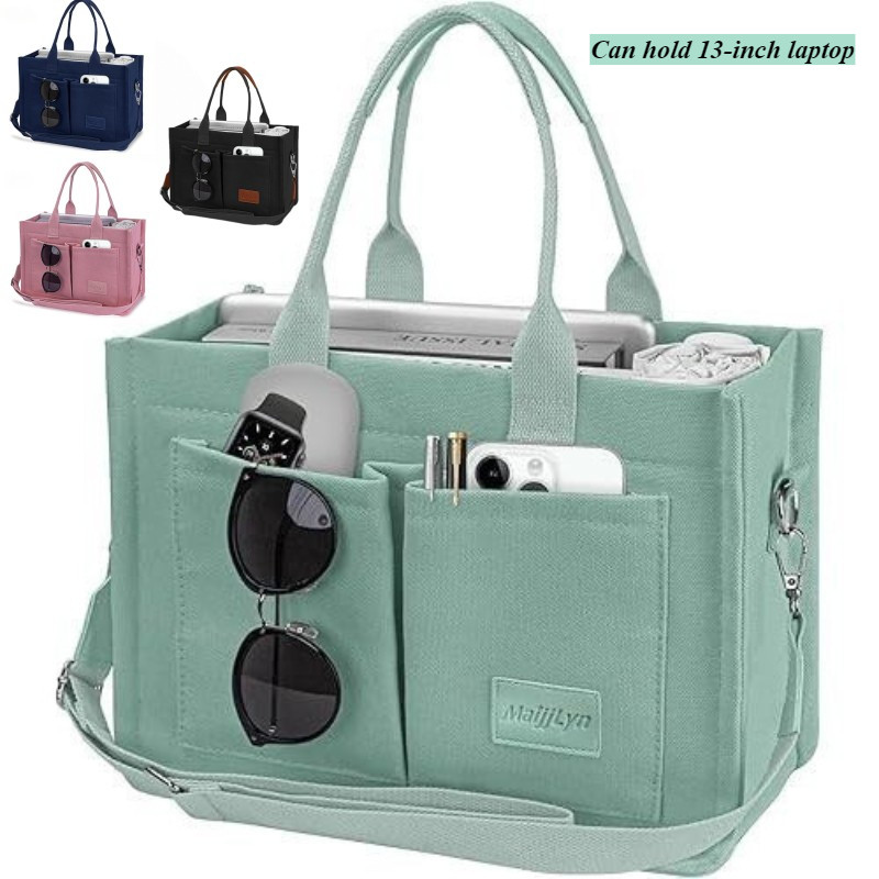 Tote bag with compartments Handbags for woman green canvas bag lunch ...