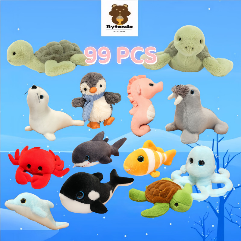 Cute Ocean Animal Plush Toy Sea Turtle Octopus Shark Walrus Seals Crab ...