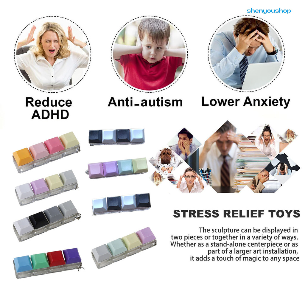 Shenyoushop 4-Buttons Keyboard Fidget Toy Portable Anxiety Stress ...