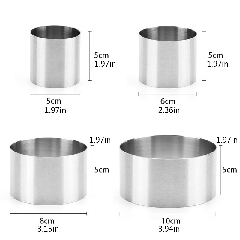 Stainless steel seamless mousse ring 5/6/8/10CM tart ring baking cake ...