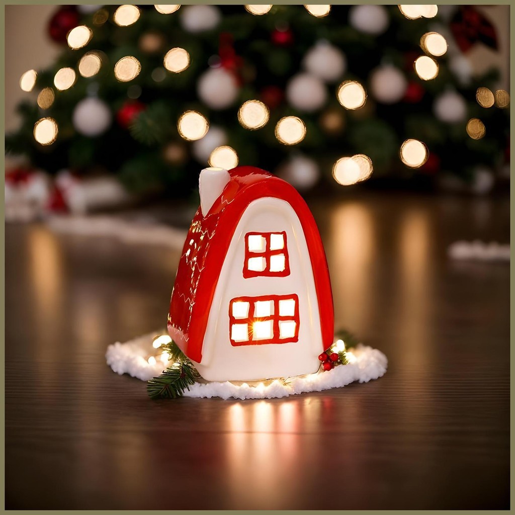 Lighted Christmas Houses Ceramic LED Lighted Houses Battery Operated ...
