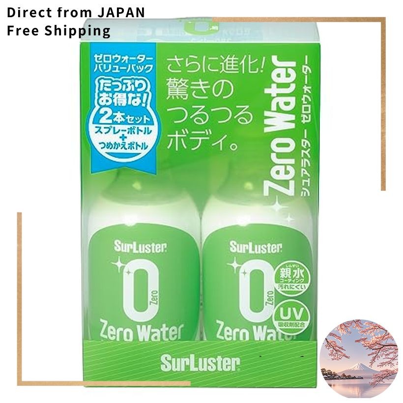 SurLuster Zero Water Value Pack Refill 280ml x 2 - Hydrophilic Glass Coating, UV Protection ...