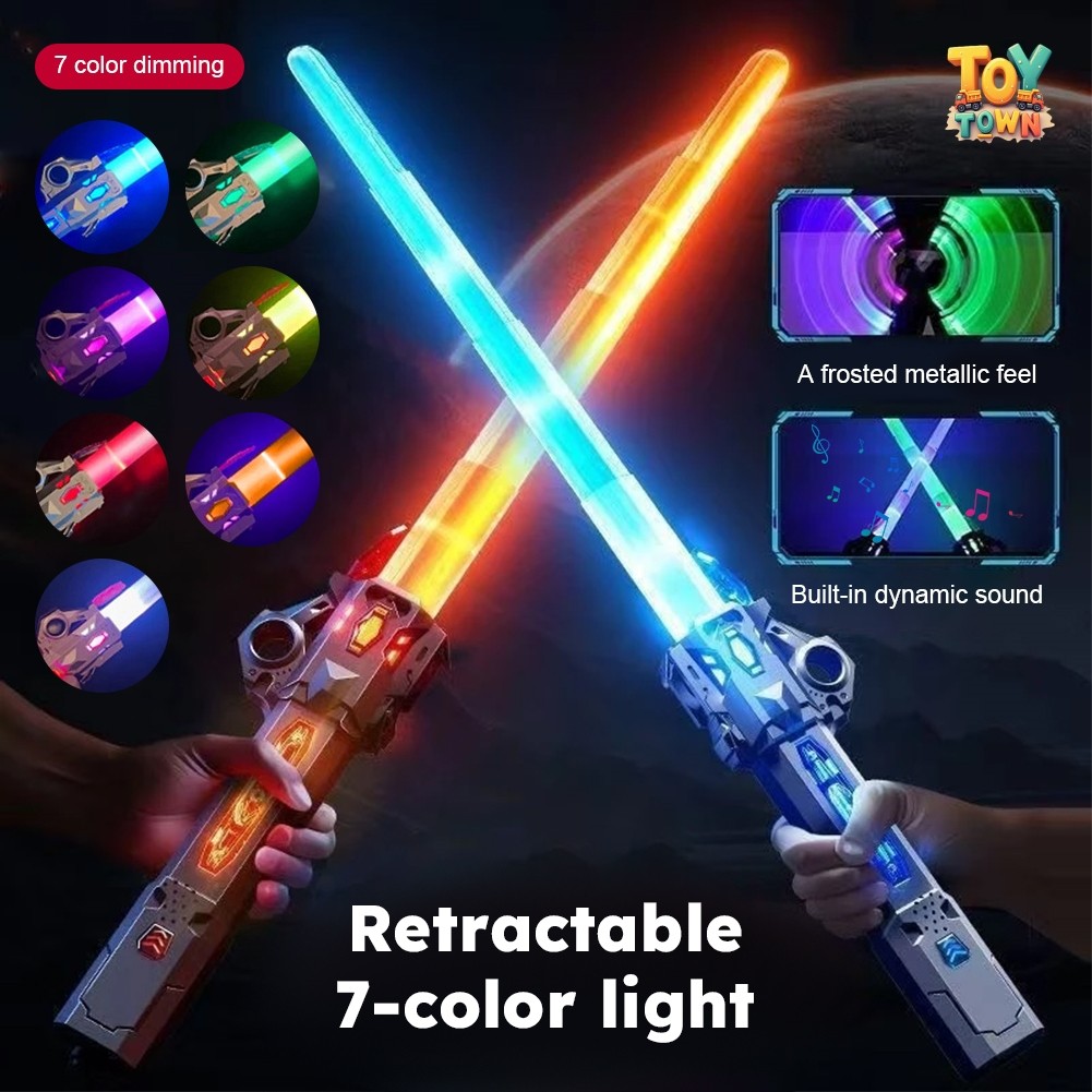 Star Wars Lightsaber 7 Colors Sound Effect Flash Stick Retractable ...