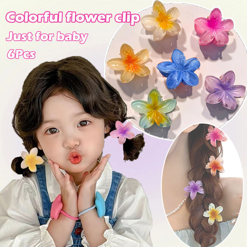Colorful Mini Flower Hair Clips for Little Girls Cute Elegant Plumeria ...