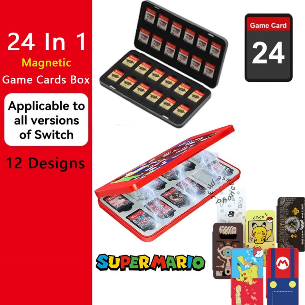24 in 1 For Switch Game Card Storage Case Portable Magnetic 3D Silicone ...