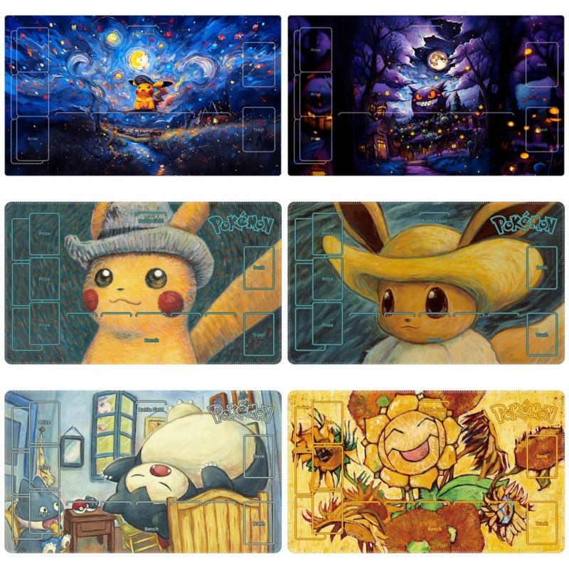 Pokemon Card Pad Pikachu Eevee Gengar Snorlax Sunflora Van Gogh Series ...