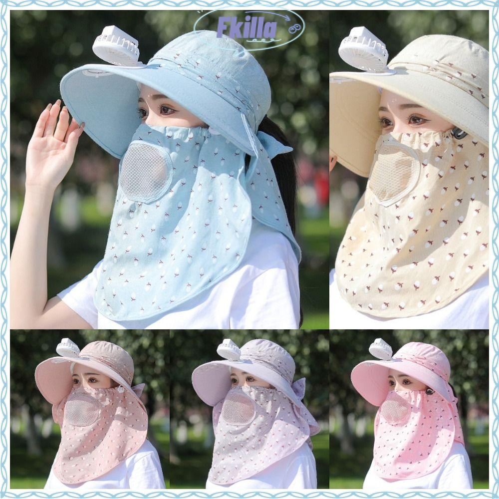 FKILLA7 Tea Picking Hat, with Electric Fan Breathable Sun Hat, Portable ...