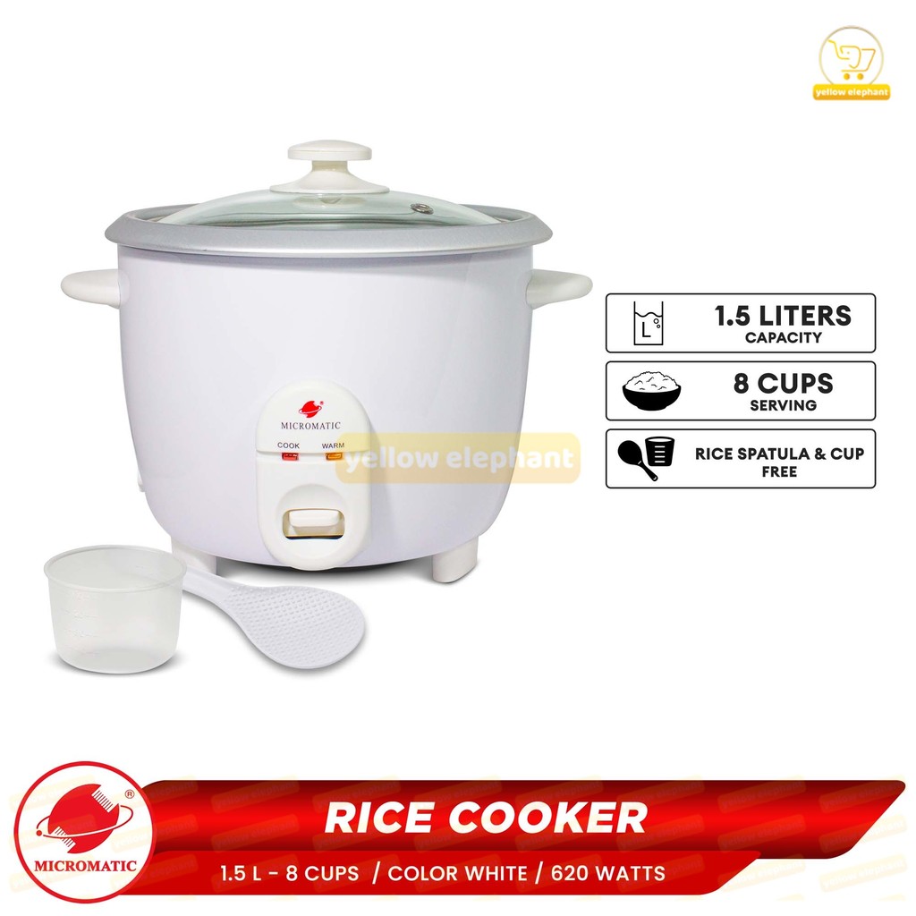 Micromatic Rice Cooker 6-8 Person 620W - Yellow Elephant | Shopee ...