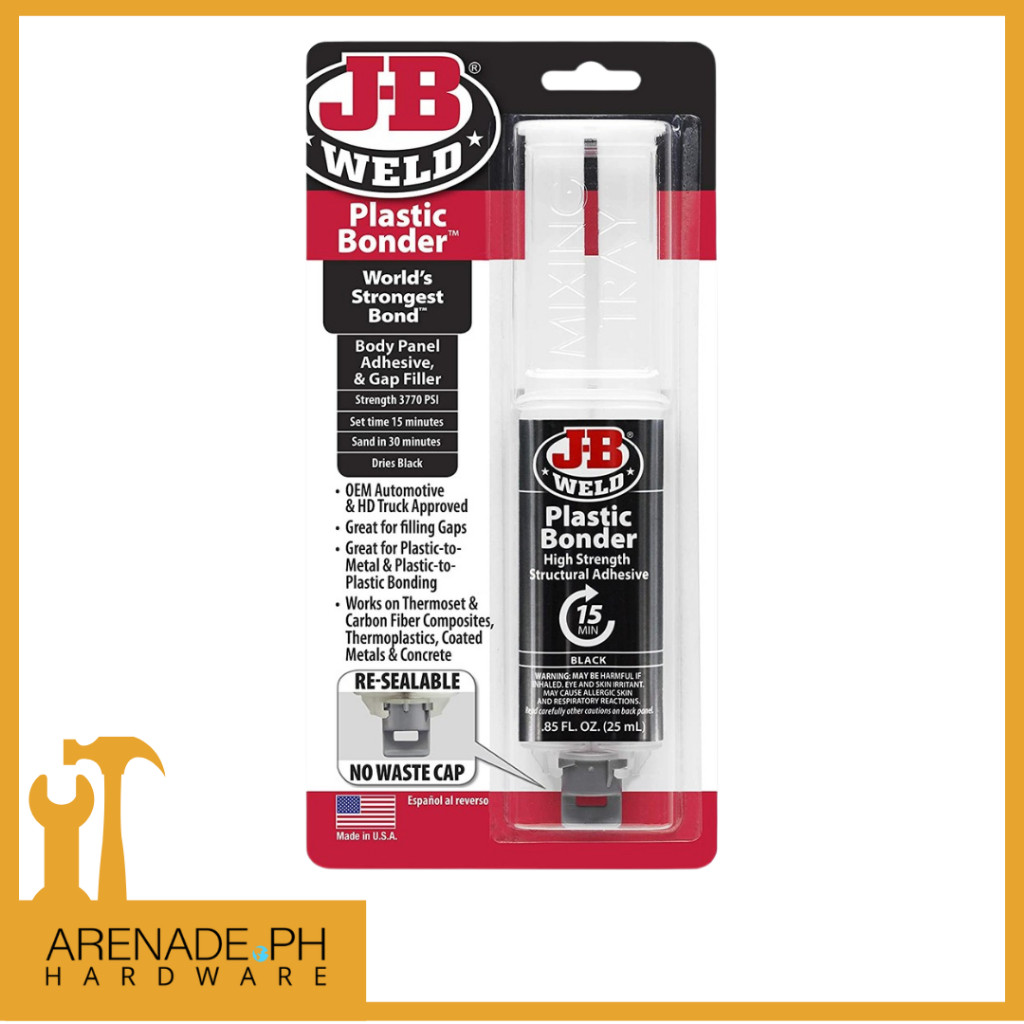 JB Weld Plastic Bonder High Strength Structural Adhesive Black, 0.85 fl ...