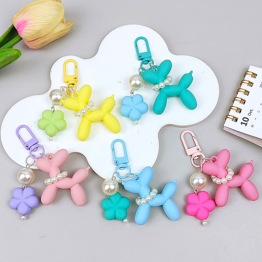 Colorful Kawaii Dog Balloon Keychain Cute Dog Jelly Key Ring Y2K Ins ...