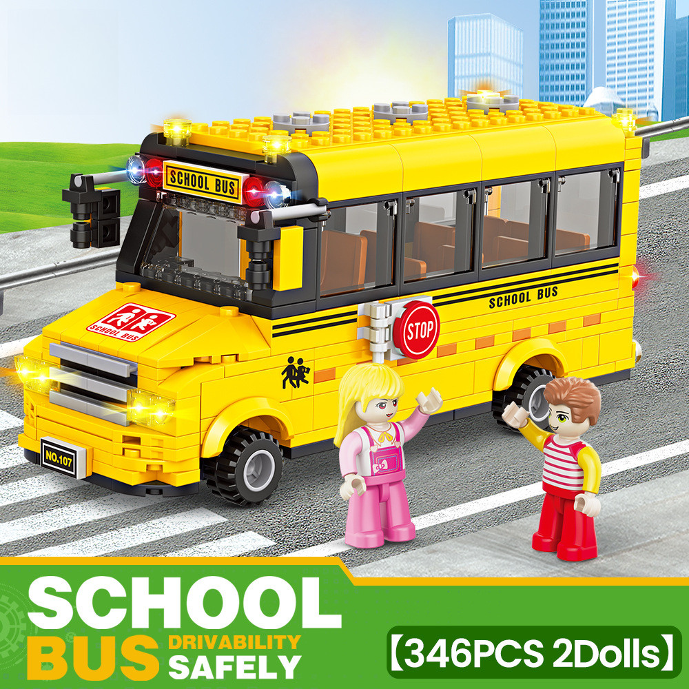 Car Series Campus Bus Tank Truck Double-Decker Sightseeing Bus Model ...