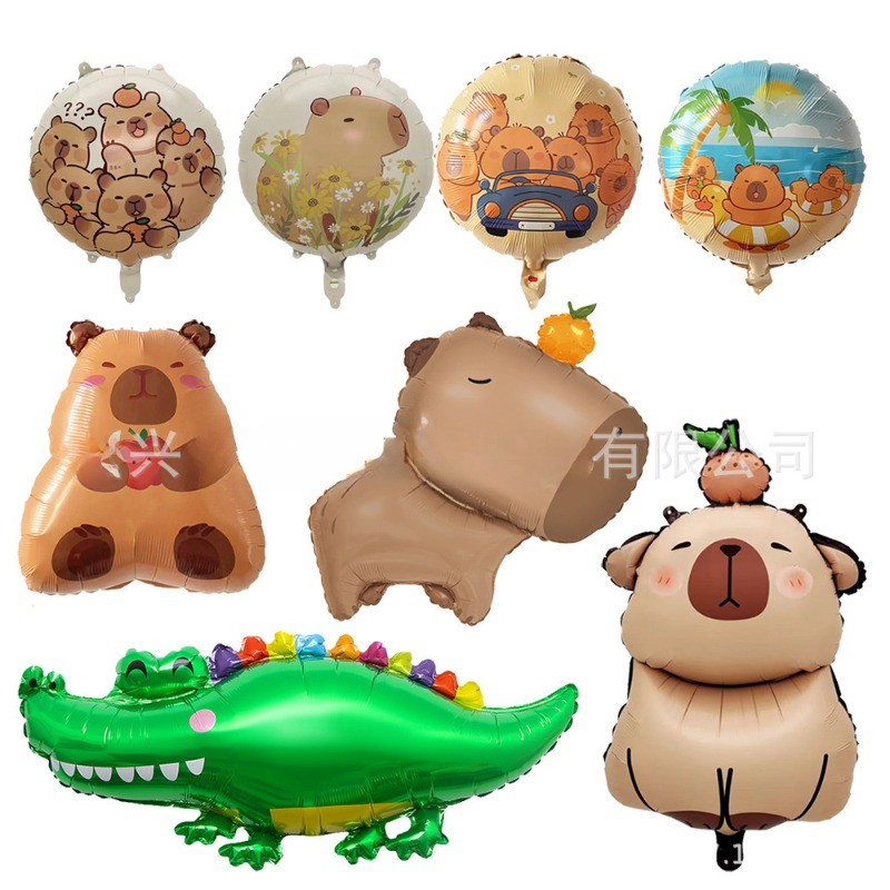 Cartoon Cute Capybara Theme Aluminium Film Balloon Kids Birthday Party ...