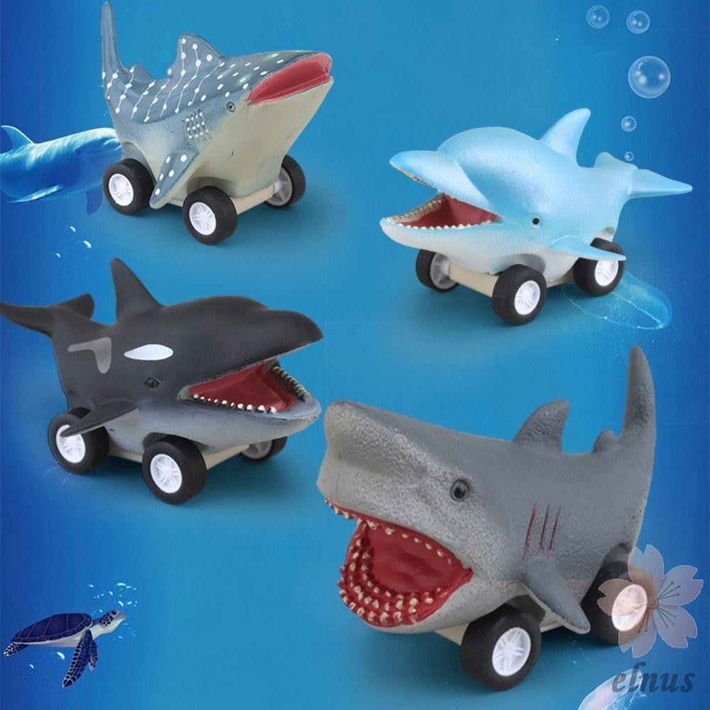 ELNUS Press and Go Car Toy, Great White Shark Whale Shark Dolphin ...
