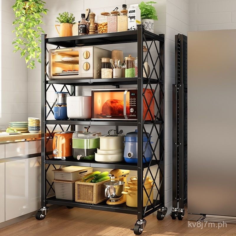 Installation-Free Kitchen Folding Racks Multi-Layer Floor Storage Rack ...