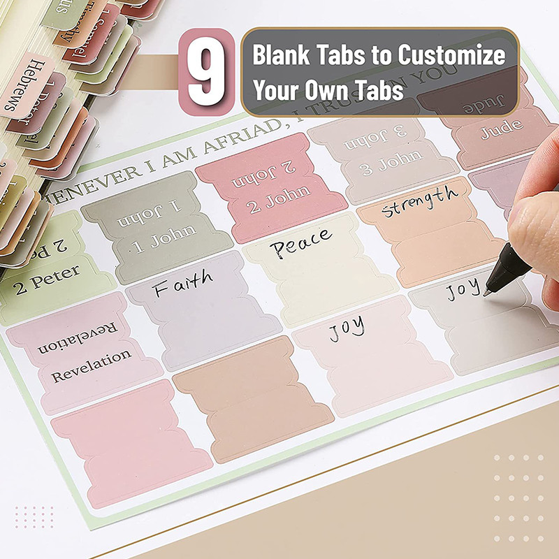 GUYU Bible Tabs,75 Tabs,Colorful,Laminated Bible Tabs For Women And Men ...