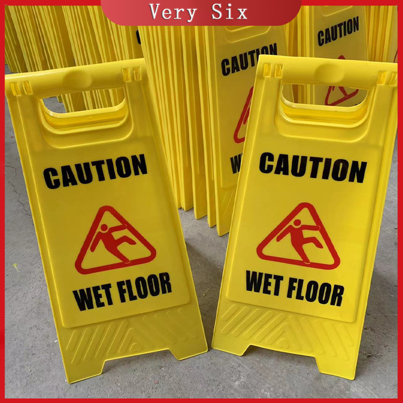 Warning Signage with 2-Sided Sign Caution Wet Slippery Floor Safety ...
