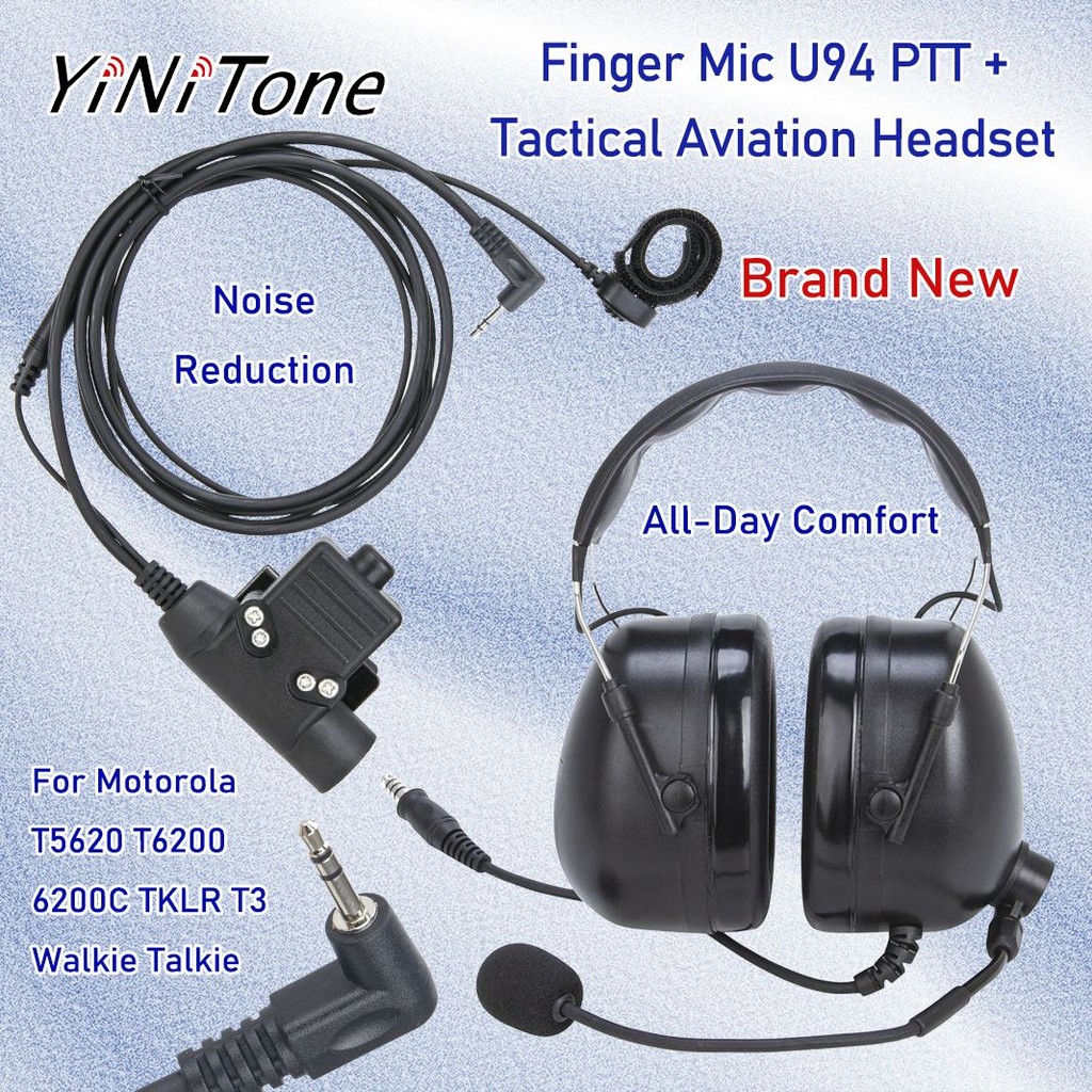 Noise reduction Pilot Aviation Headset with U94 PTT Finger Mic For ...
