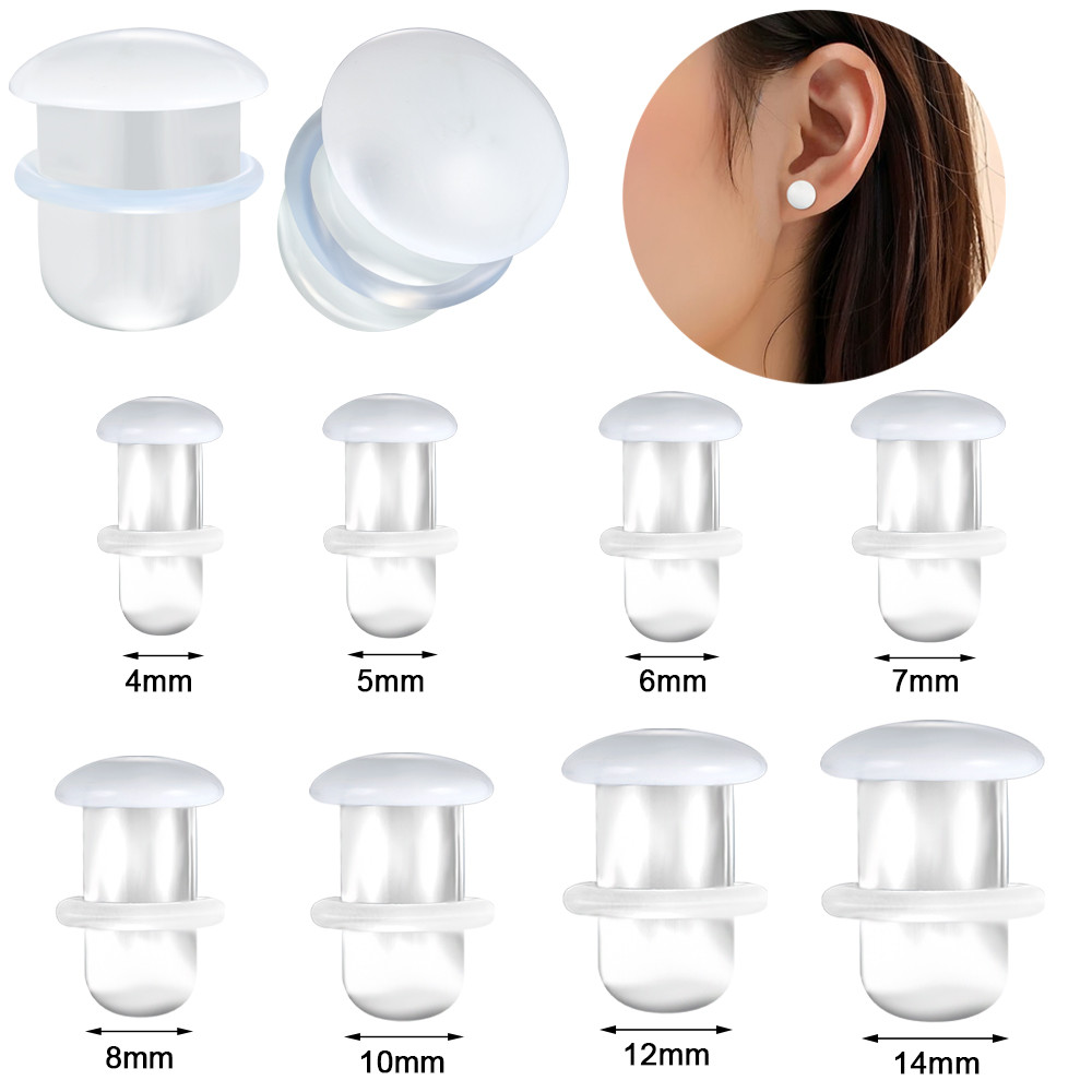 1PC 4-14mm Ear Expander Glass Ear Stretchers Mushroom Shaped Ear Plug ...