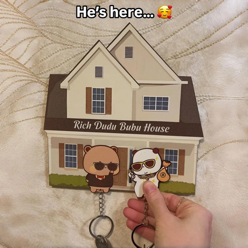 yier and Bubu Dudu Wall Key Holder Cute Panda Keychains Accessories ...