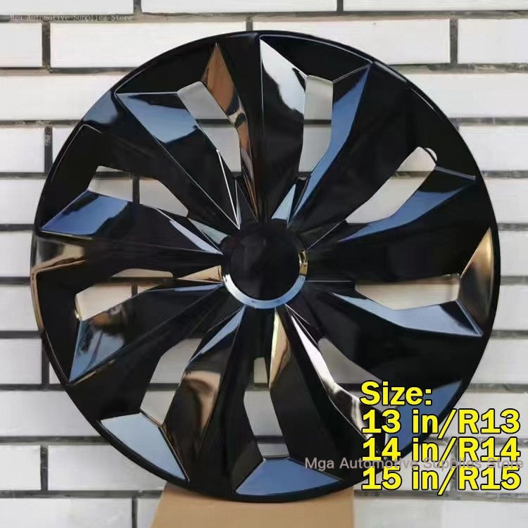 All Black Universal Wheel Hub Cover 4 Pcs Set R12/R13/R14/R15/ Wheel ...