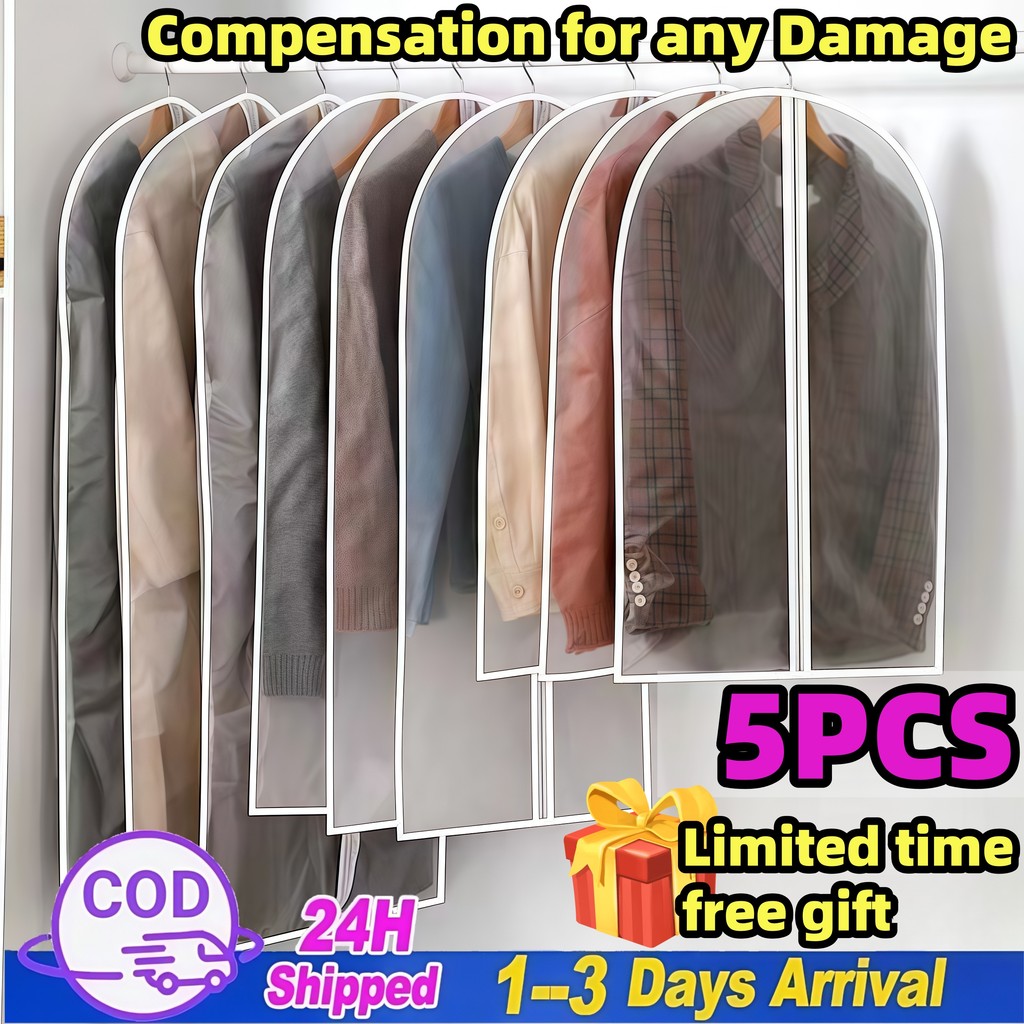 PEVA Clothes Cover Dust Cover Gown Cover with Zipper Clothes Protector ...