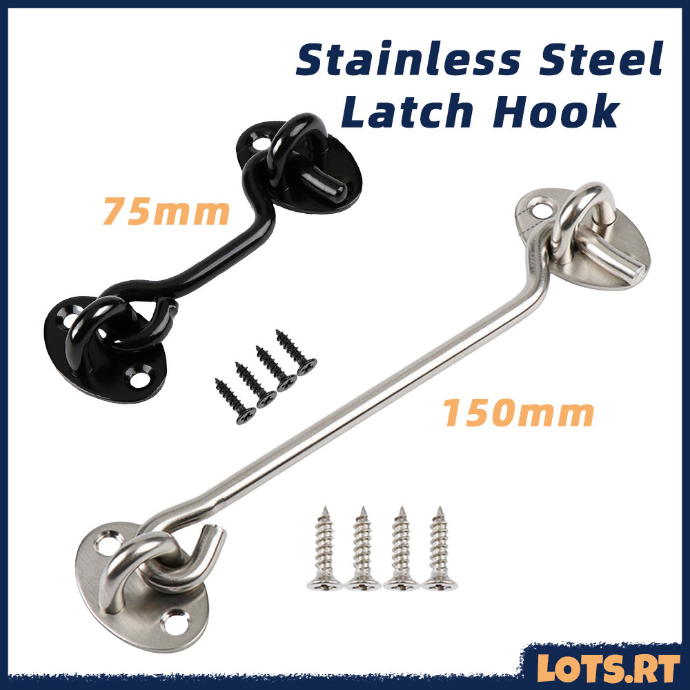 75/150mm Stainless Steel Eye Latch Hook Door Window Latch Lock 3/6 inch ...