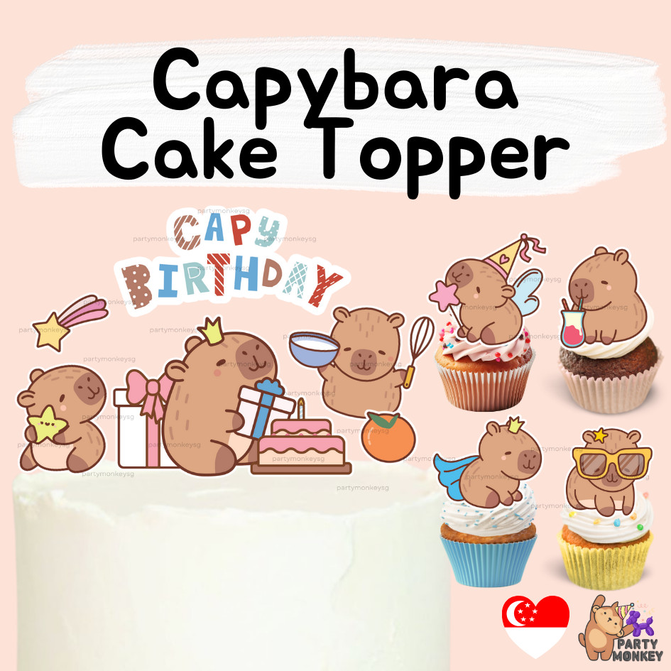 PartyMonkey Capybara Cake Topper Cupcake Cute Decoration Birthday ...
