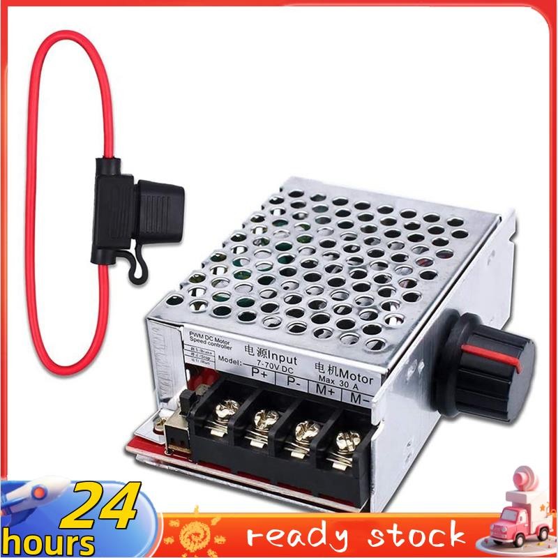 []7-70V 30A PWM DC Motor Speed Controller Switch Control 12V 24V 36V 48V with 30 Amp Fuse ...