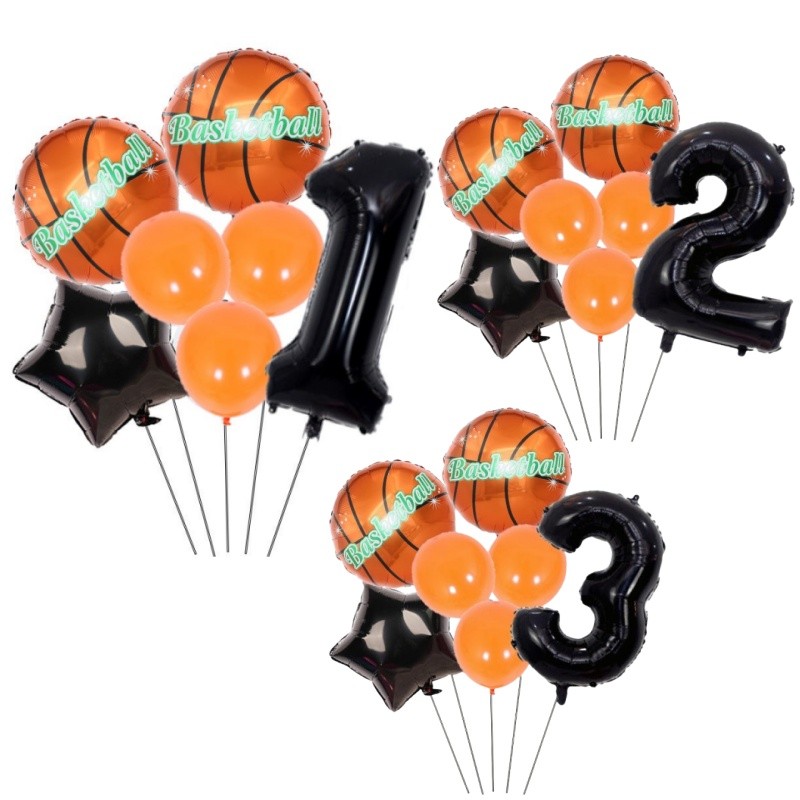 Basketball Balloons Black Star Film Set For Kids Sports Birthday Party ...