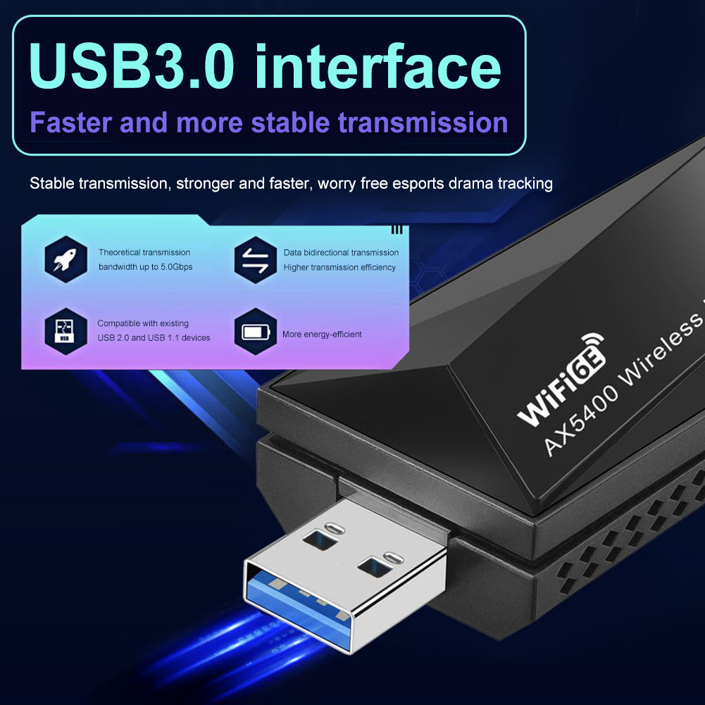 WiFi 6E USB WiFi Adapter USB 3.0 Tri-Band 2.4G 5G 6G USB WiFi Dongle Driver Free | Shopee ...
