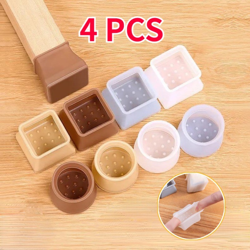 4PCS Chair Foot Cover Leg Protector Rubber Table Footing Square Tubular ...