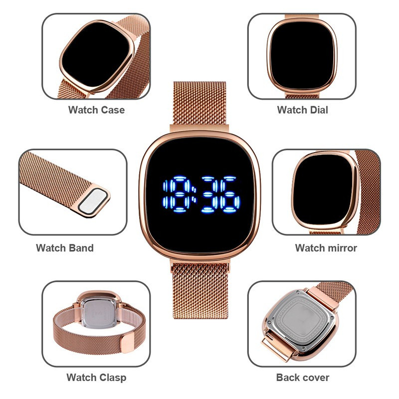 Led Touch Screen Magnetic Buckle Watch Fashion Stainless Wristwatch ...