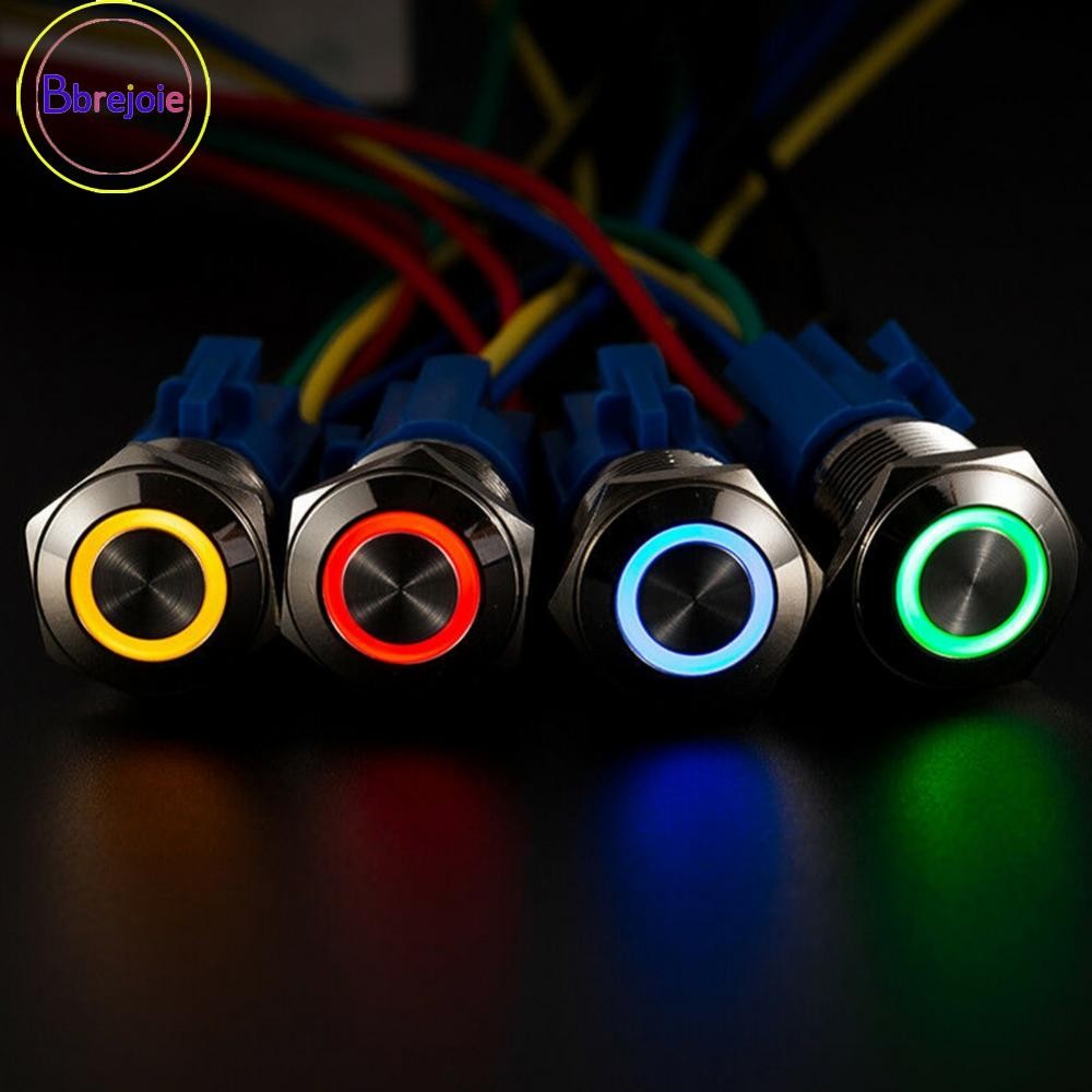 19mm Latching Push Button-Switch 12V DC On Off Stainless Steel LED Self ...