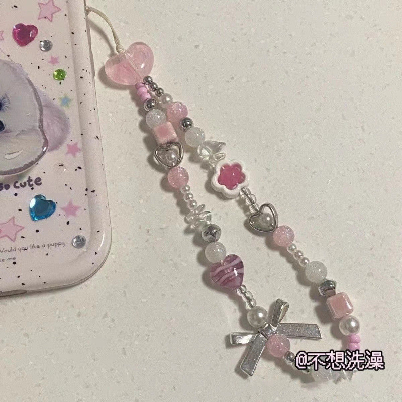 Girl Pink Flower CCD Camera Lanyard Mobile Phone Charm Bow Polaroid ...