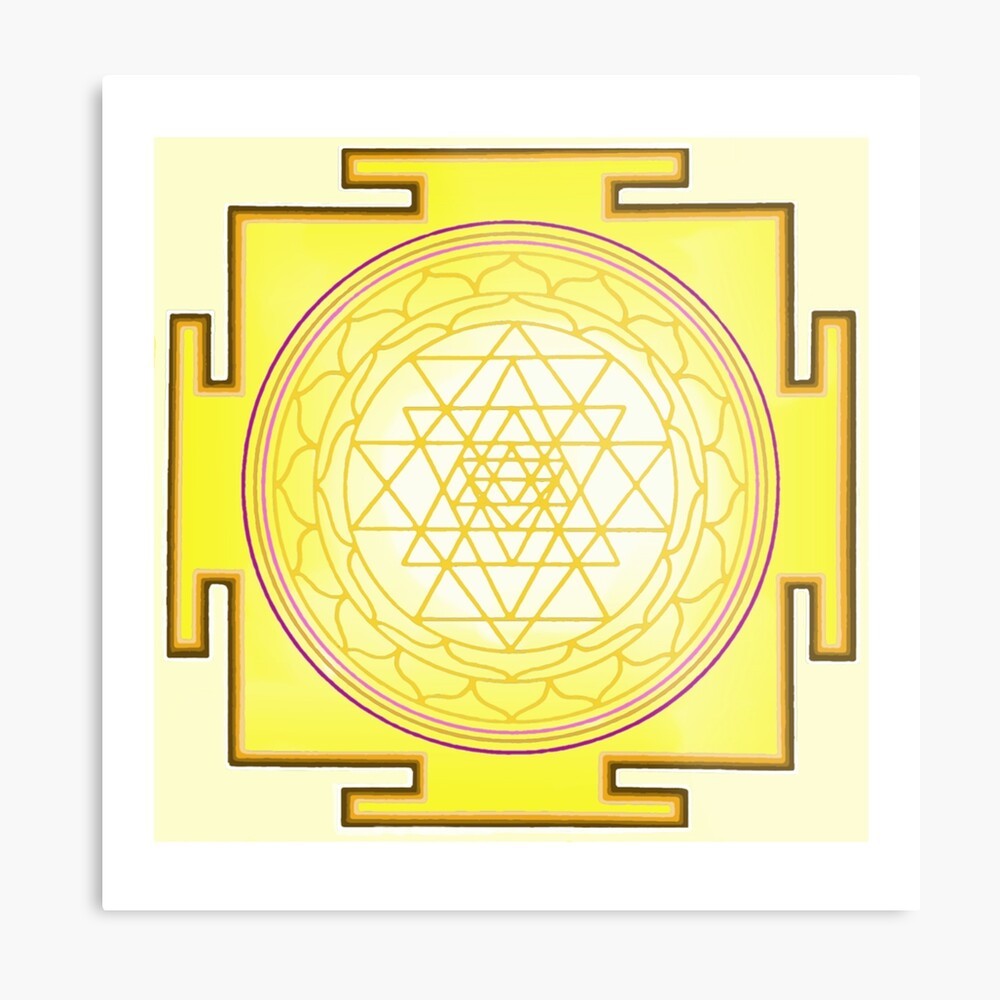 Sri Yantra Geometric Gold Yellow White Canvas Print Sacred Geometry ...