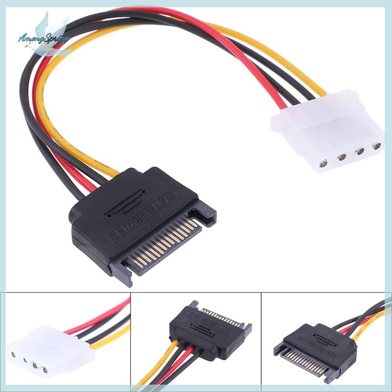 AmongSpring> SATA TO IDE Power Cable 15 Pin SATA Male to Molex IDE 4 ...