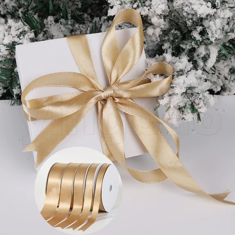 22M Gift Wrapping Ribbons Champagne Gold Packing Ribbon Sash DIY Gift ...