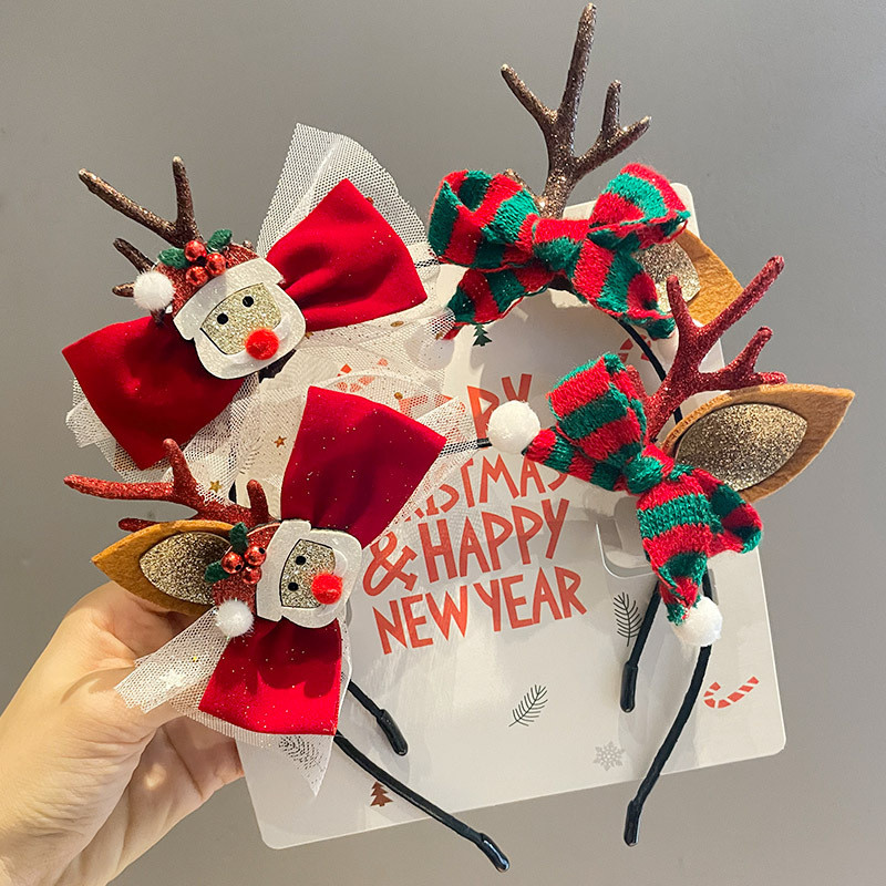 New Christmas Party Dress up Head Buckle Red Bow Headband Decorations ...