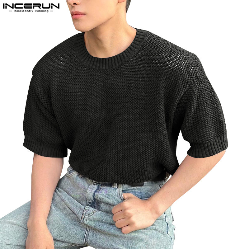 INCERUN Men's Hollow Clean Color Casual T-shirt | Shopee Philippines