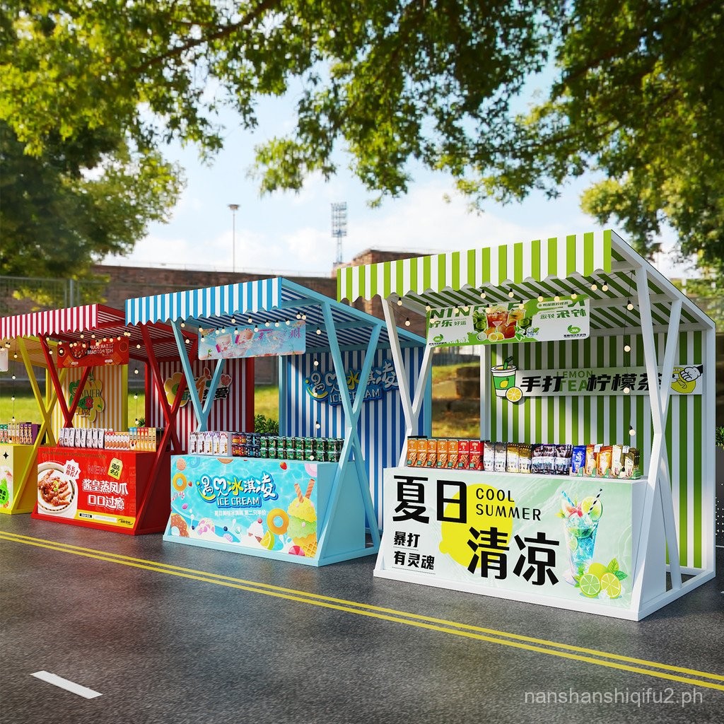 Trendy Street Vendor Stand Commercial Street Food Cart Night Market ...