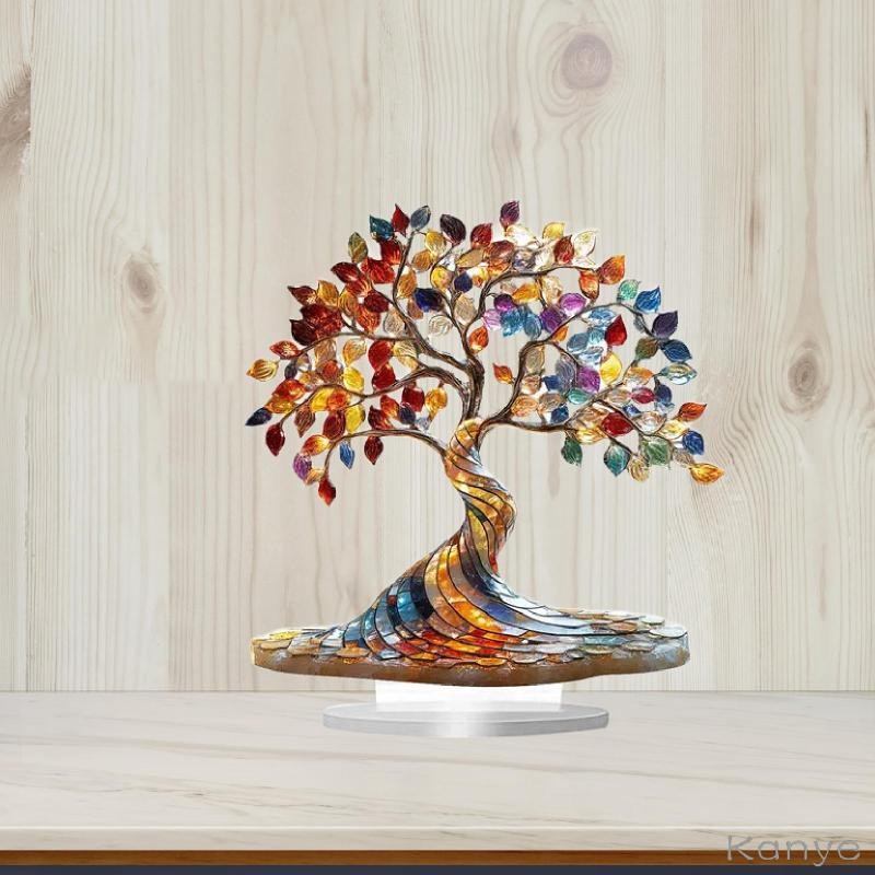 [KY] 2D Tree of Life Acrylic Sign Craft Ornament Table Centerpiece with ...