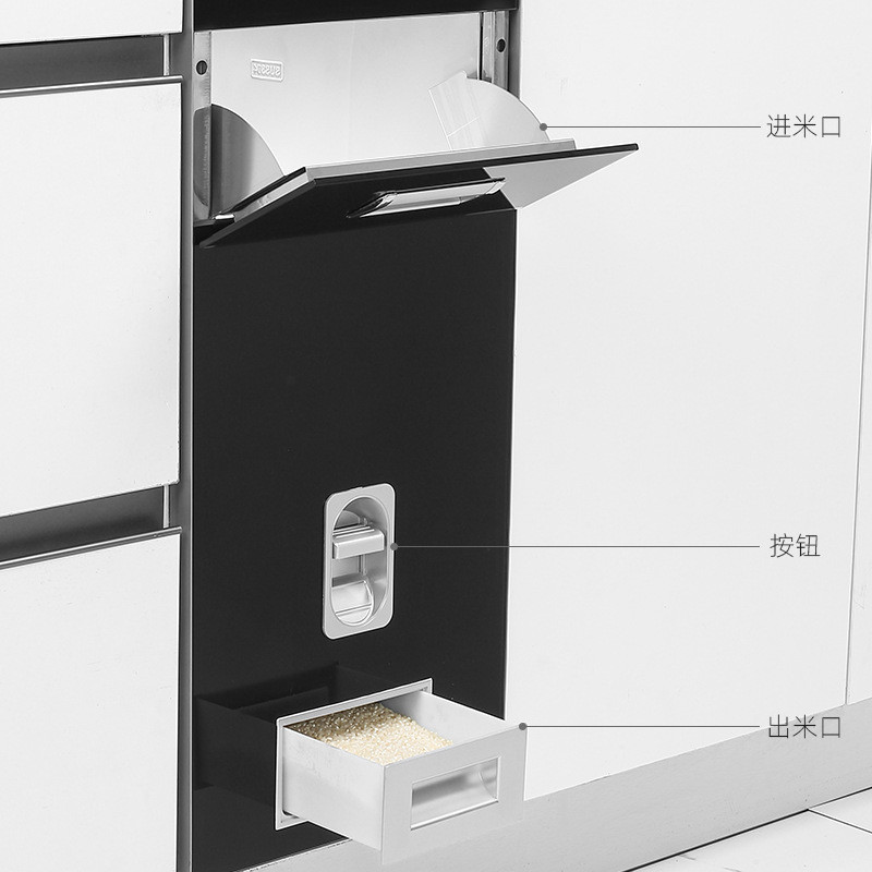 2O6X Kitchen Cabinet Built-in Rice Box Pull-out Basket304Stainless ...