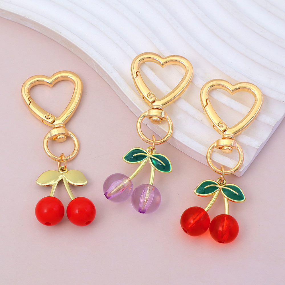 Fashion Cherry Key Chain Exquisite Metal Love Heart Buckle Key Ring ...