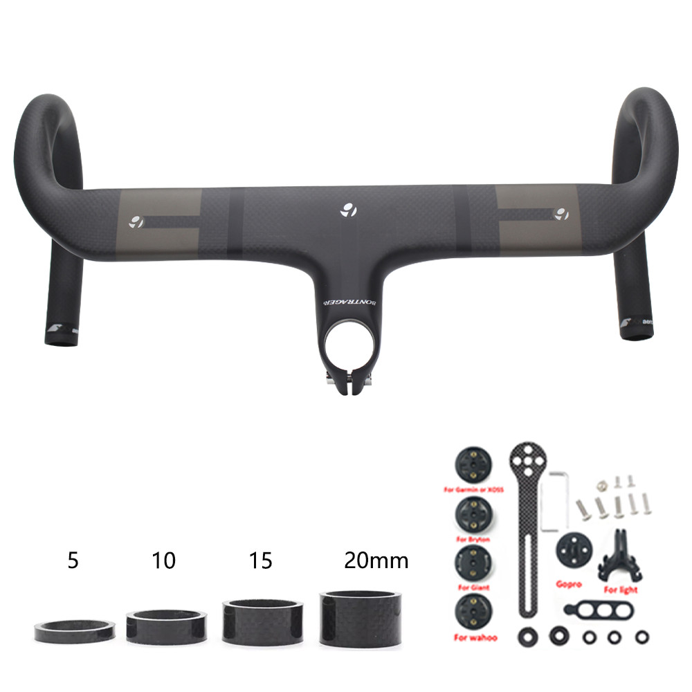 Bontrager integrated drop handlebar for carbon fiber road bikes has a ...