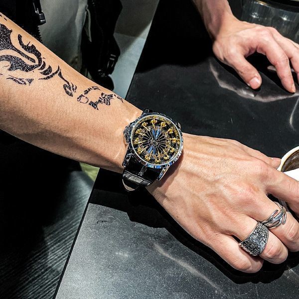 Df Twelve Round Table Knight Cool Black Technology Watch Watch Men's ...