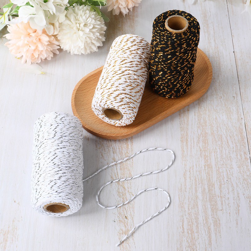 100M Christmas Twine String White Black Gold Silver Cotton Rope For ...