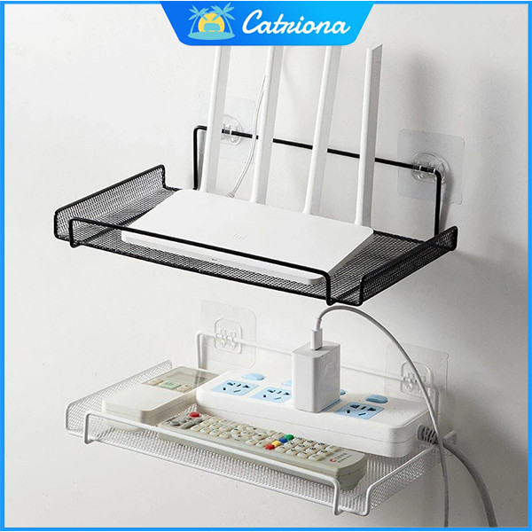Punch-Free Wall Mounted Wifi Router Shelf Set-Top Box Bracket Storage ...