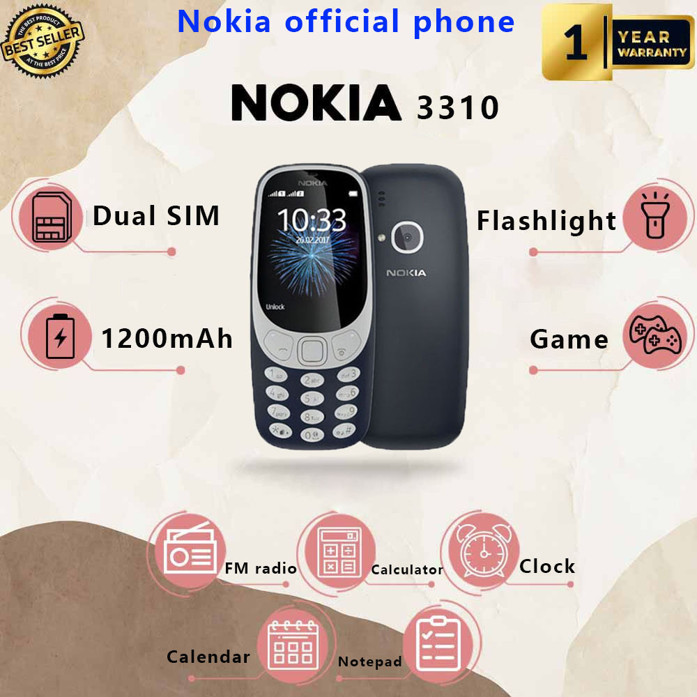 3310 noki original keypad phone FM Radio Flashlight Camera Dual SIM Flashlight Super strong ...