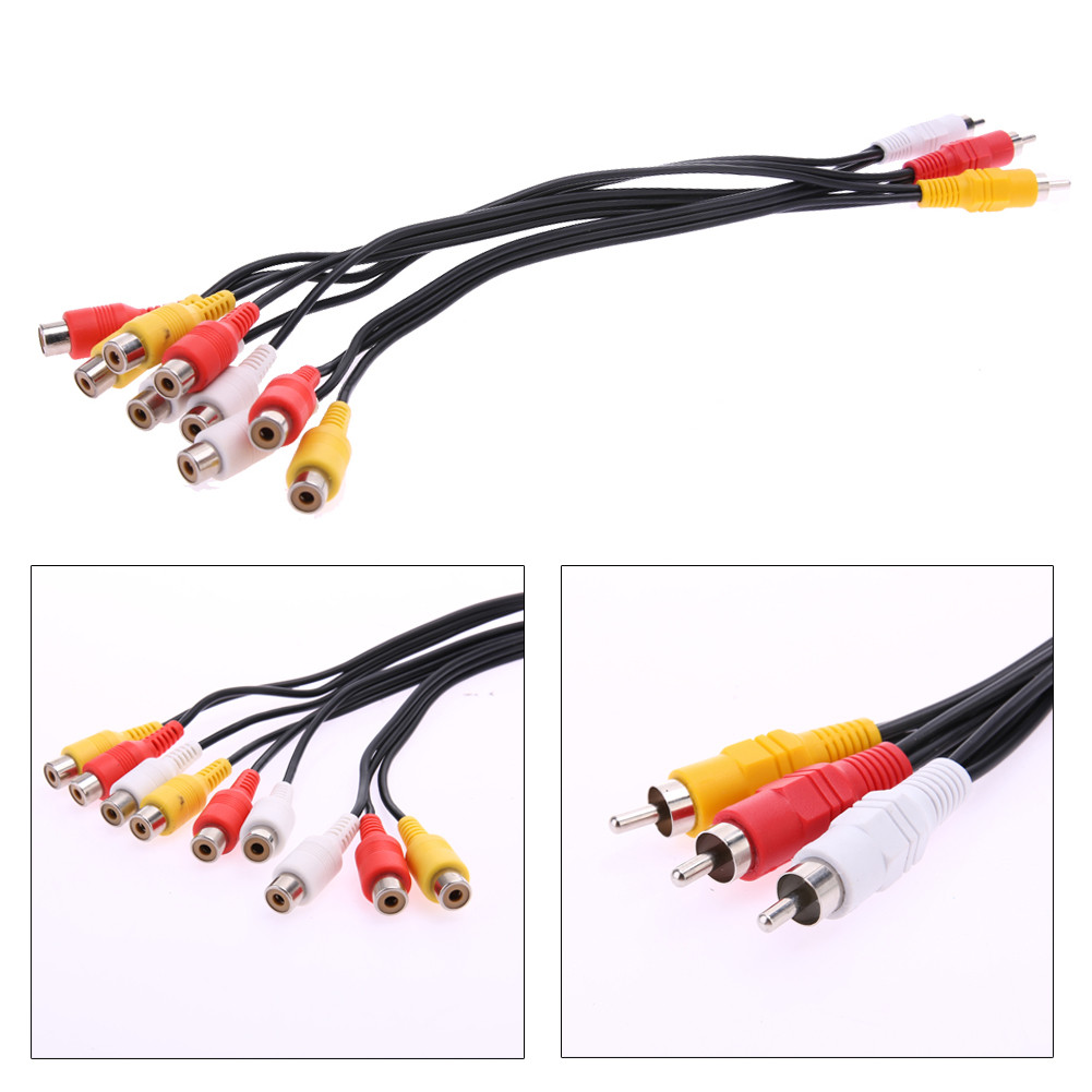 UK 3 RCA Male to 9 RCA Female Composite Audio Video AV Cable Splitter ...