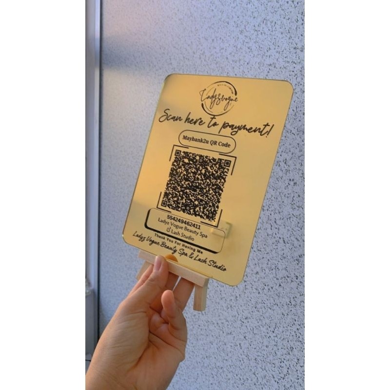 acrylic gold QR pay papan tanda qr pay | Shopee Philippines